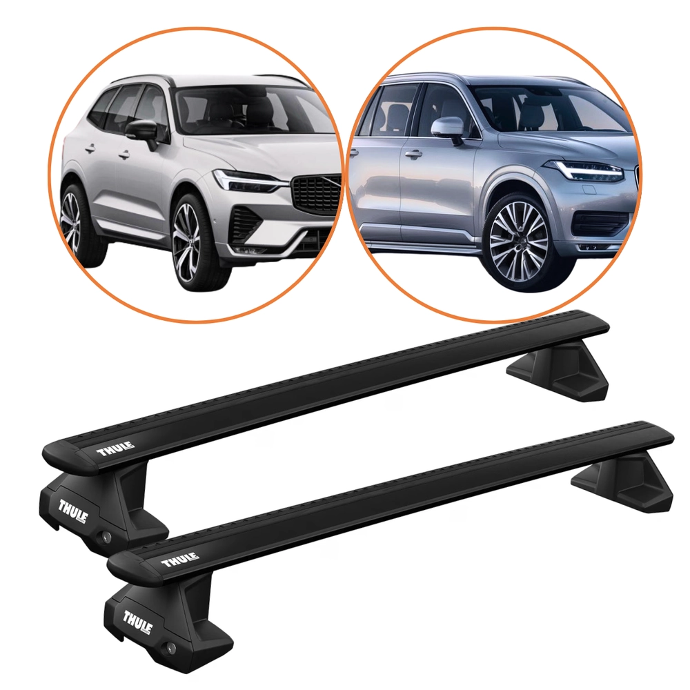 RACK DE TETO XC60 XC90 THULE WINGBAR EVO PRETO COMPLETO - THULE